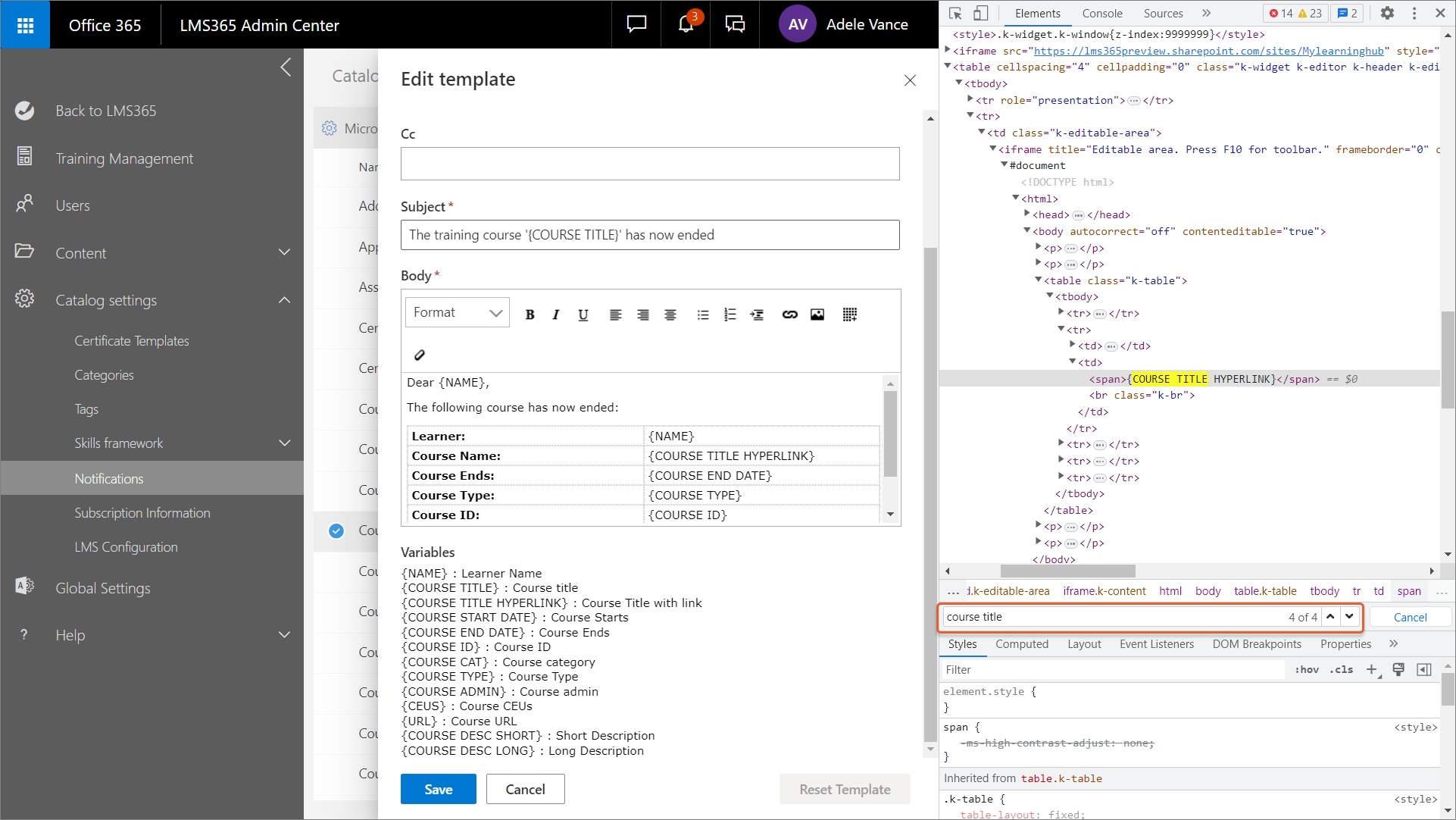 Issue with extra spaces in variables of notification templates – LMS365 ... Issue with extra spaces in variables of notification templates – LMS365 ...